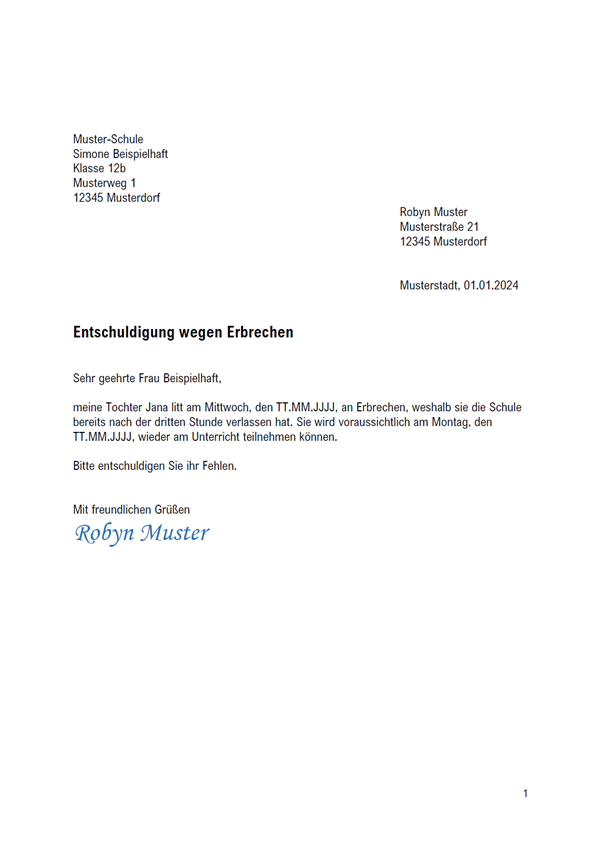 Entschuldigung Schule: Vorlagen & Muster