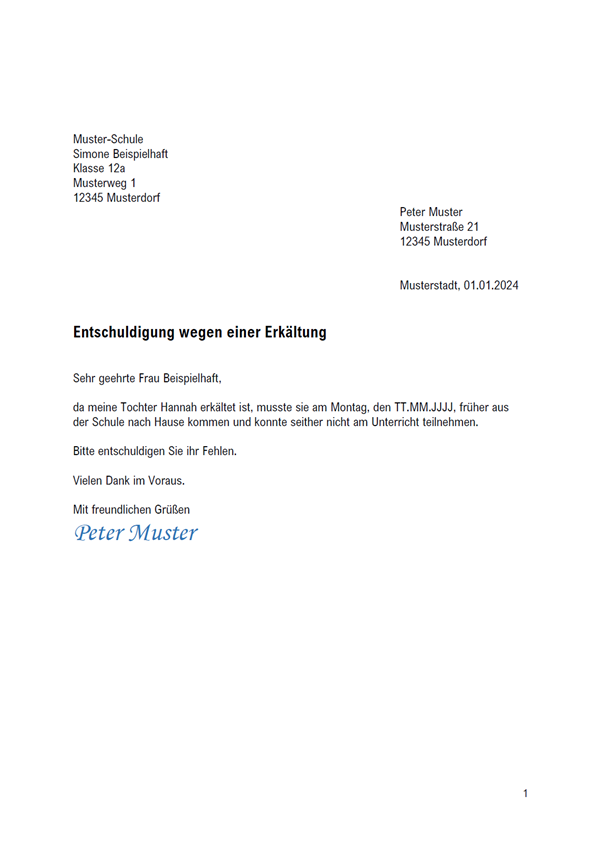 Entschuldigung Schule: Vorlagen & Muster