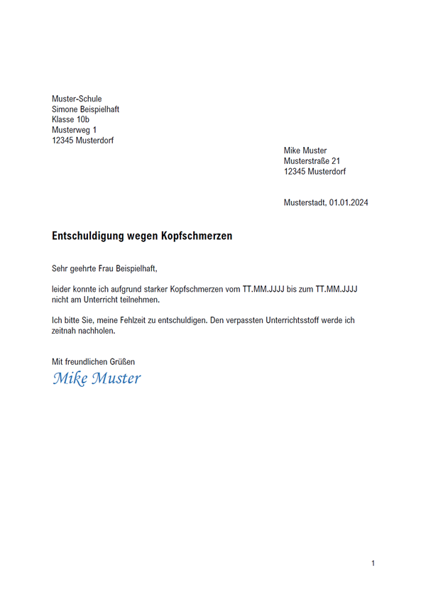 Entschuldigung Schule: Vorlagen & Muster