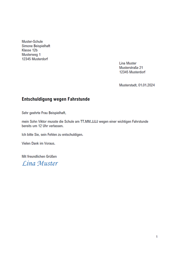 Entschuldigung Schule: Vorlagen & Muster
